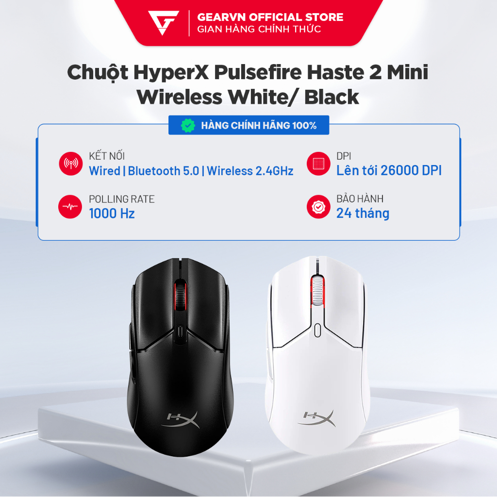 Chuột HyperX Pulsefire Haste 2 Mini Wireless White/ Black 3 Mode kết ...