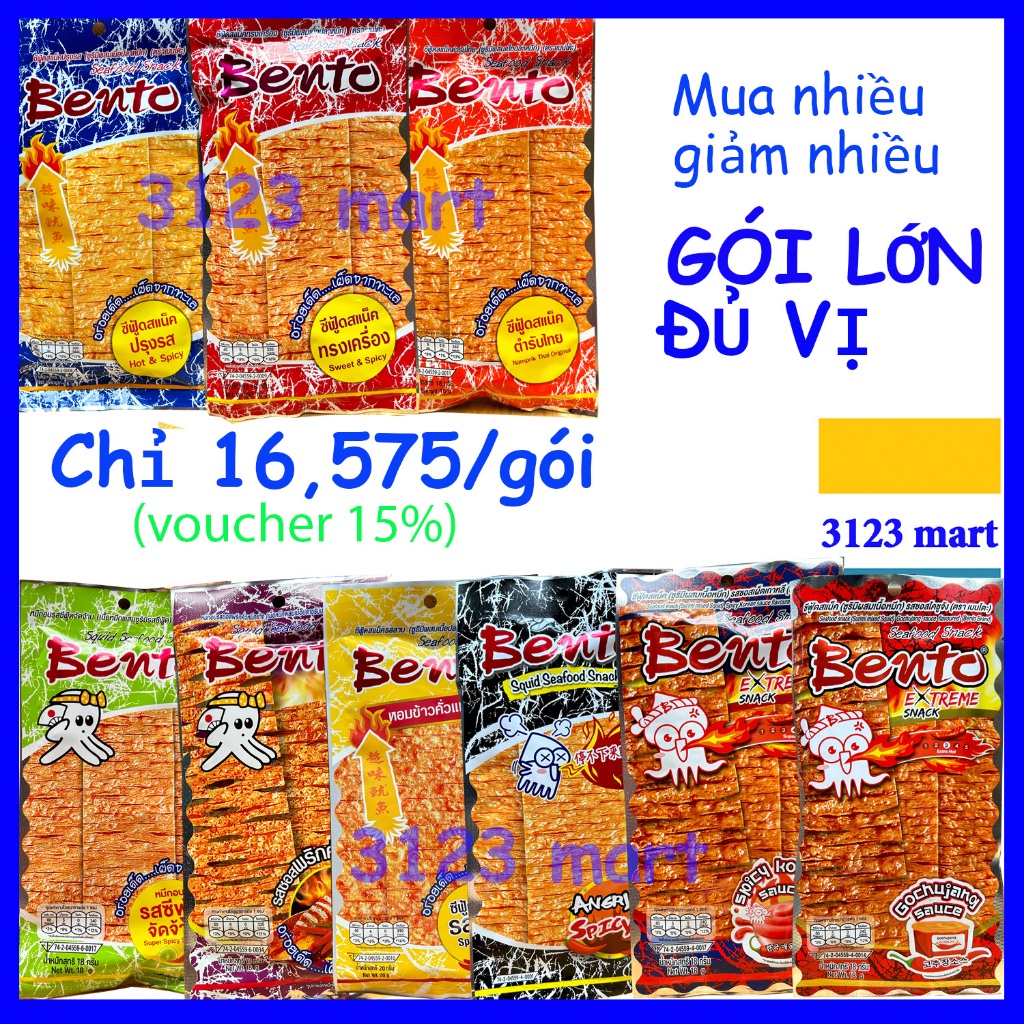 (SỈ từ 2,5,12) Mực Bento Thái Lan gói lớn đỏ, xanh dương, cam,đen,tím ...