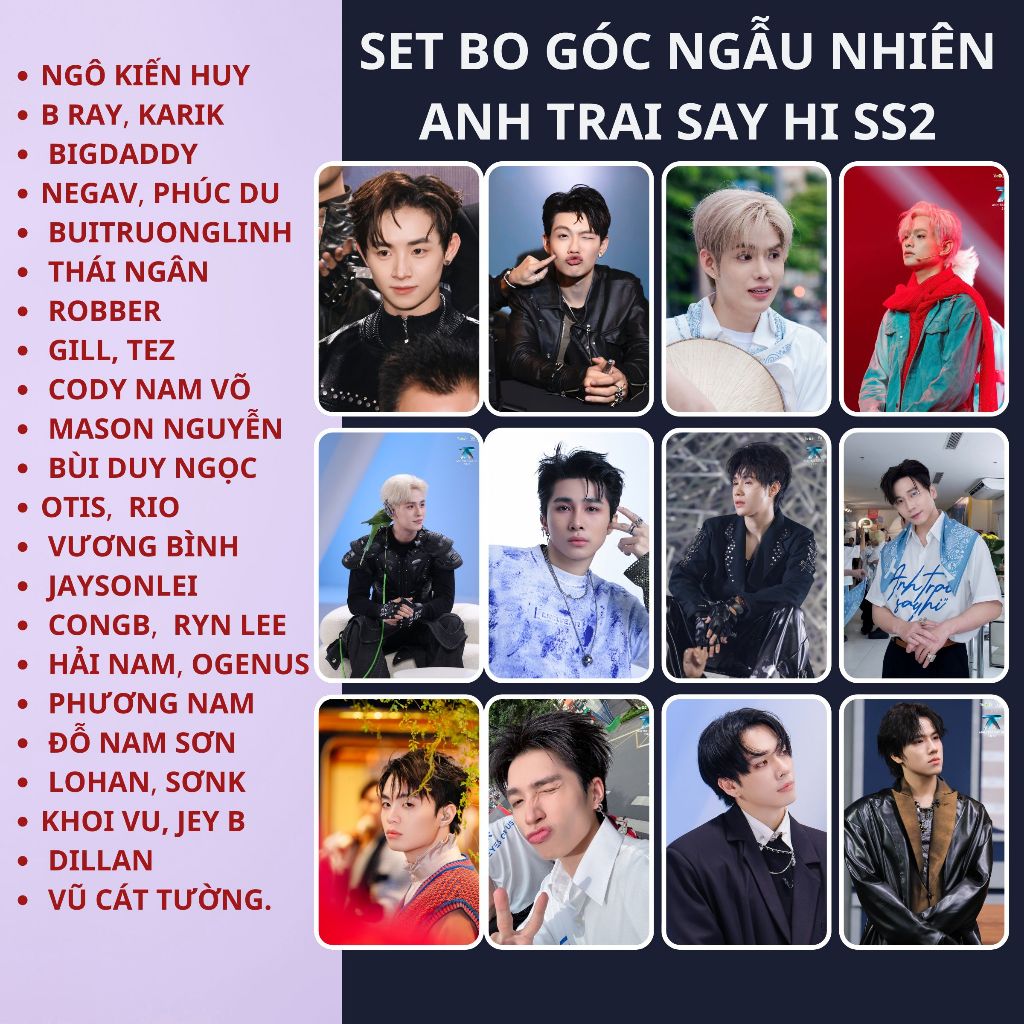 SET THẺ BO GÓC ANH TRAI RYN LEE, NEGAV, BÙI TRƯỜNG LINH CÔNGB CODY SƠN ...