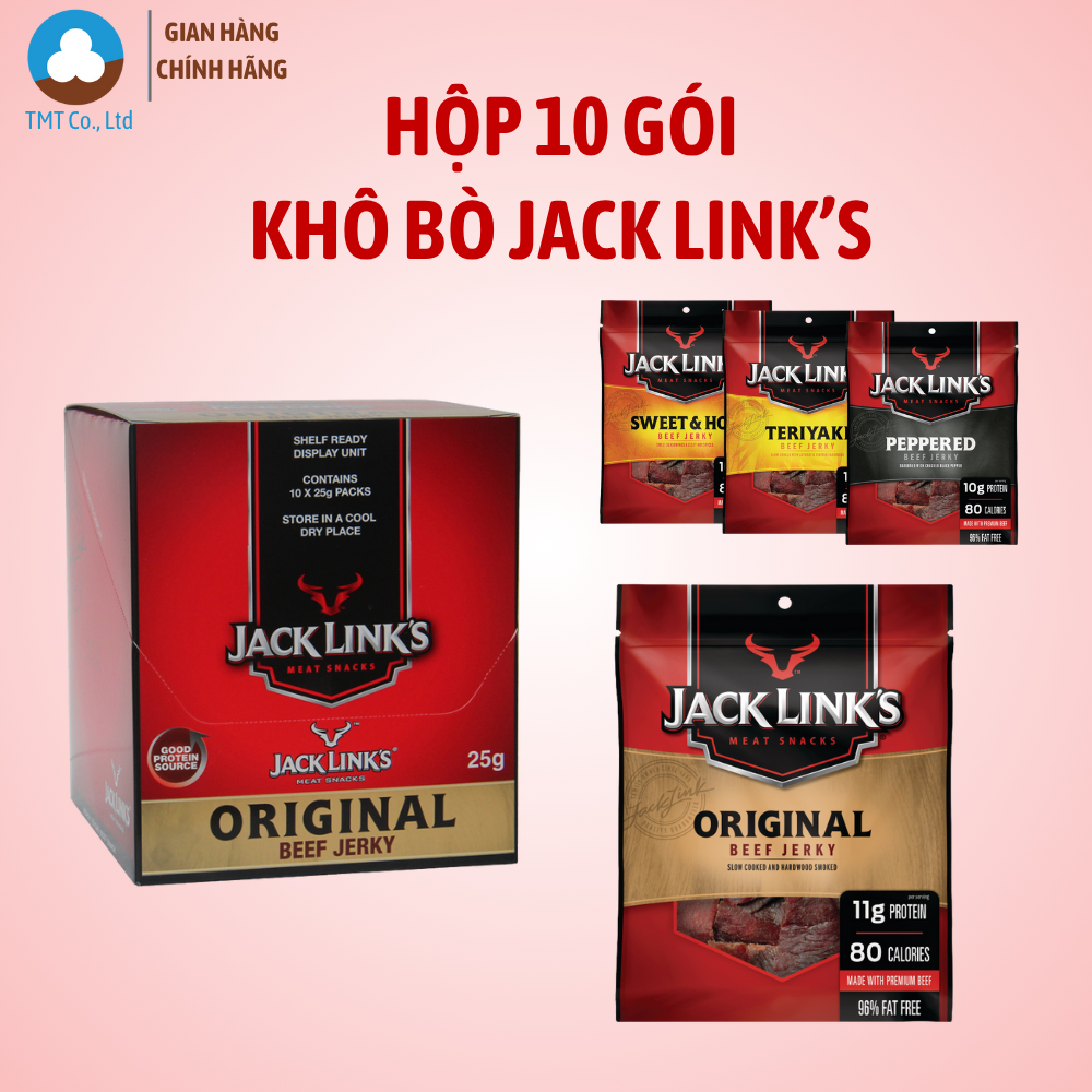 Hộp 10 gói Khô bò Jack Link's 25g nhập khẩu New Zealand Date 28.12.26 ...