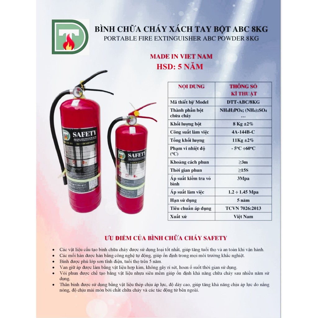 ( HỎA TỐC - SÀI GÒN ) 🔥 BÌNH CHỮA CHÁY BỘT ABC 8KG – SAFETY | AN TOÀN ...