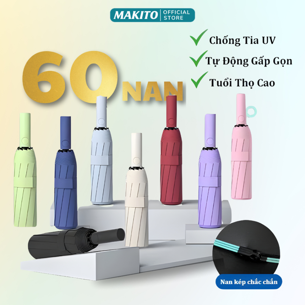 Dù Che Mưa MAKITO 60 Nan Chắc Chắn Tự Động Đóng Mở Chống Thấm Chống Tia ...