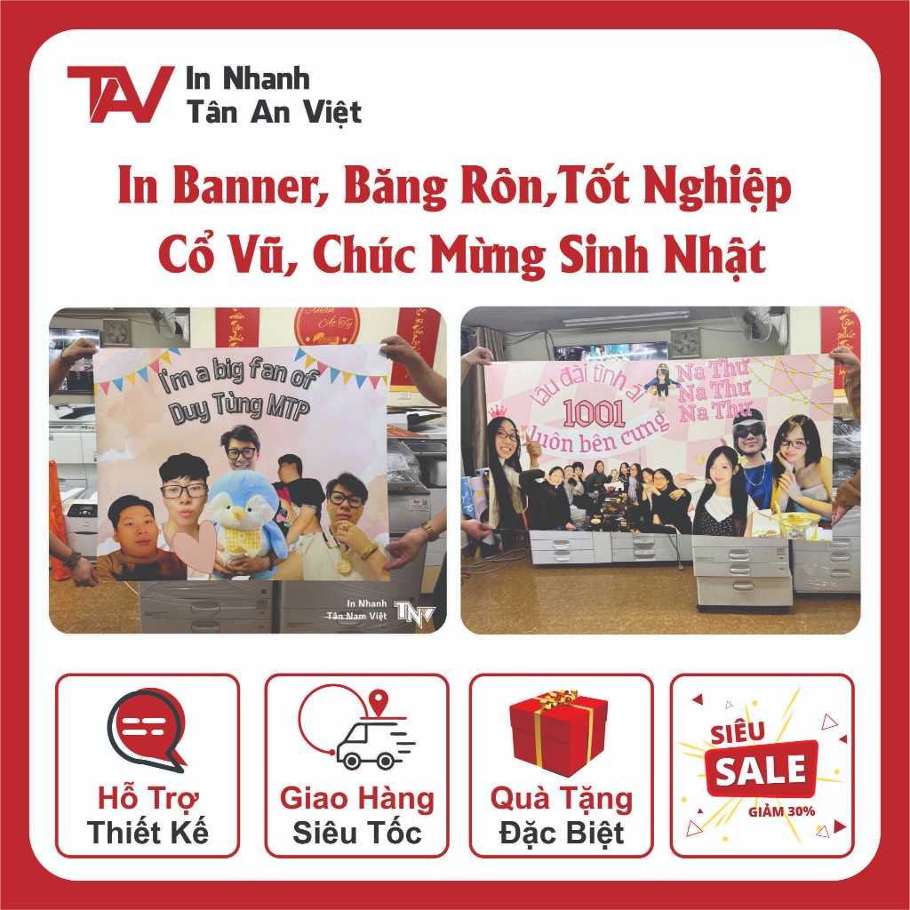 In PP băng rôn, banner tốt nghiệp, cổ vũ, chúc mừng sinh nhật, 20/11 ...