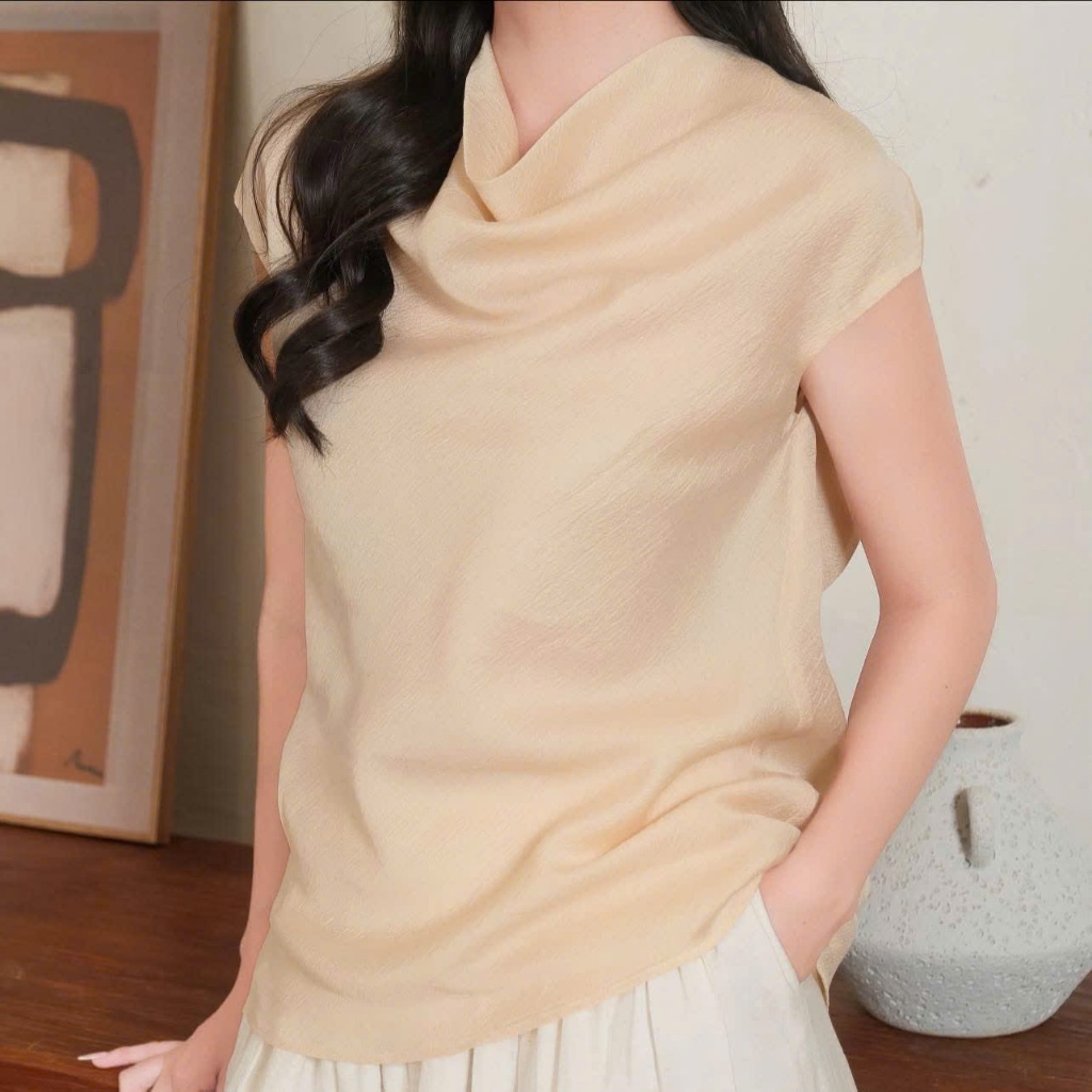 [BOHEE] Áo Kiểu Nữ Cổ Đổ Sát Nách A587 Cột Dây Sau Lưng, Chất Liệu Tơ ...
