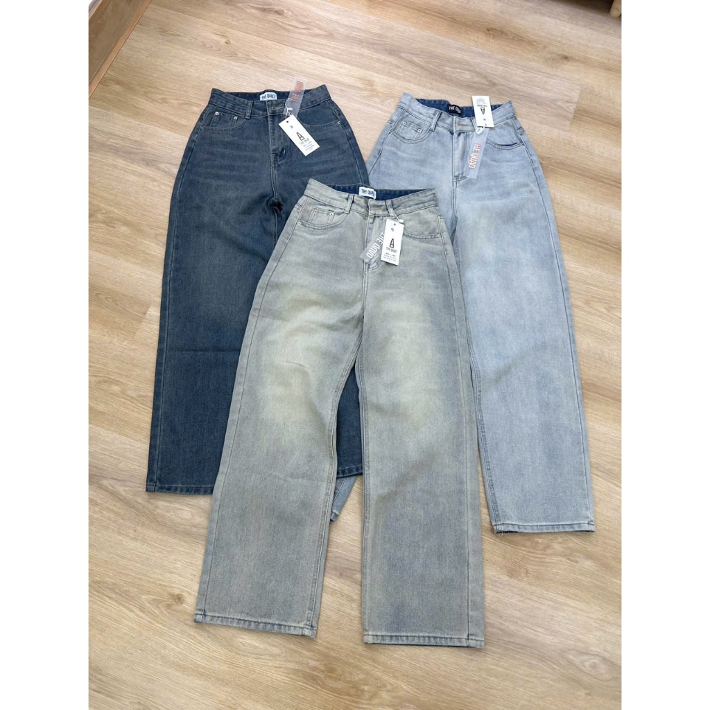THE QUẠO - Quần Jean Bò Ống Suông Nữ Lưng Cao Màu Xanh Đậm /Xanh Bạc S1506_685 | Shopee Việt Nam
