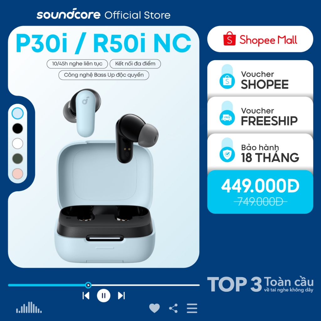 Tai nghe bluetooth soundcore R50i NC (P30i) chống ồn ANC | Chống nước ...