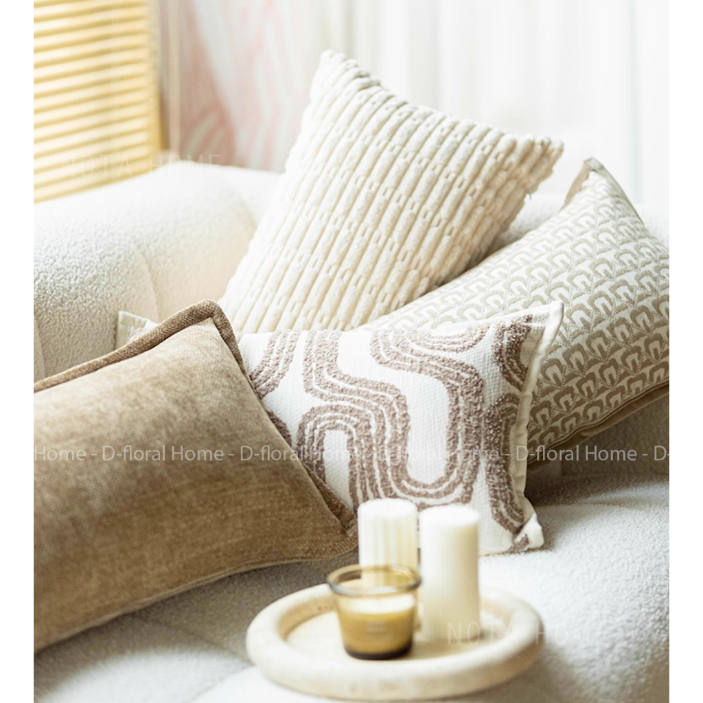 /HÀNG SẴN/Vỏ gối sofa tựa lưng cao cấp, vỏ gối sofa kem nâu sang trọng ...