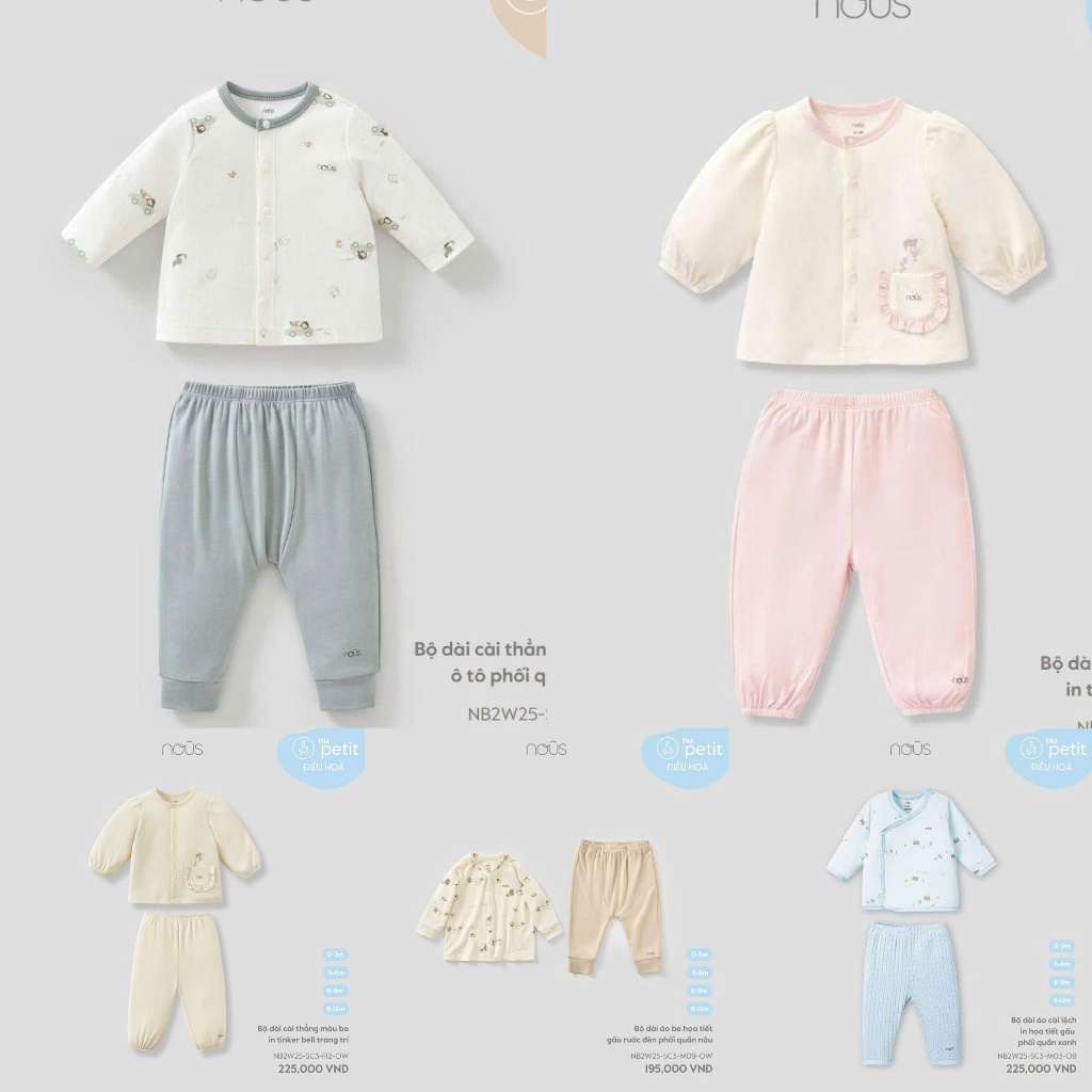 Nous Bộ Quần Áo Rời Dài Tay Chân Vải Nu Petit, Nu Thermo,.. Mềm Mịn ...