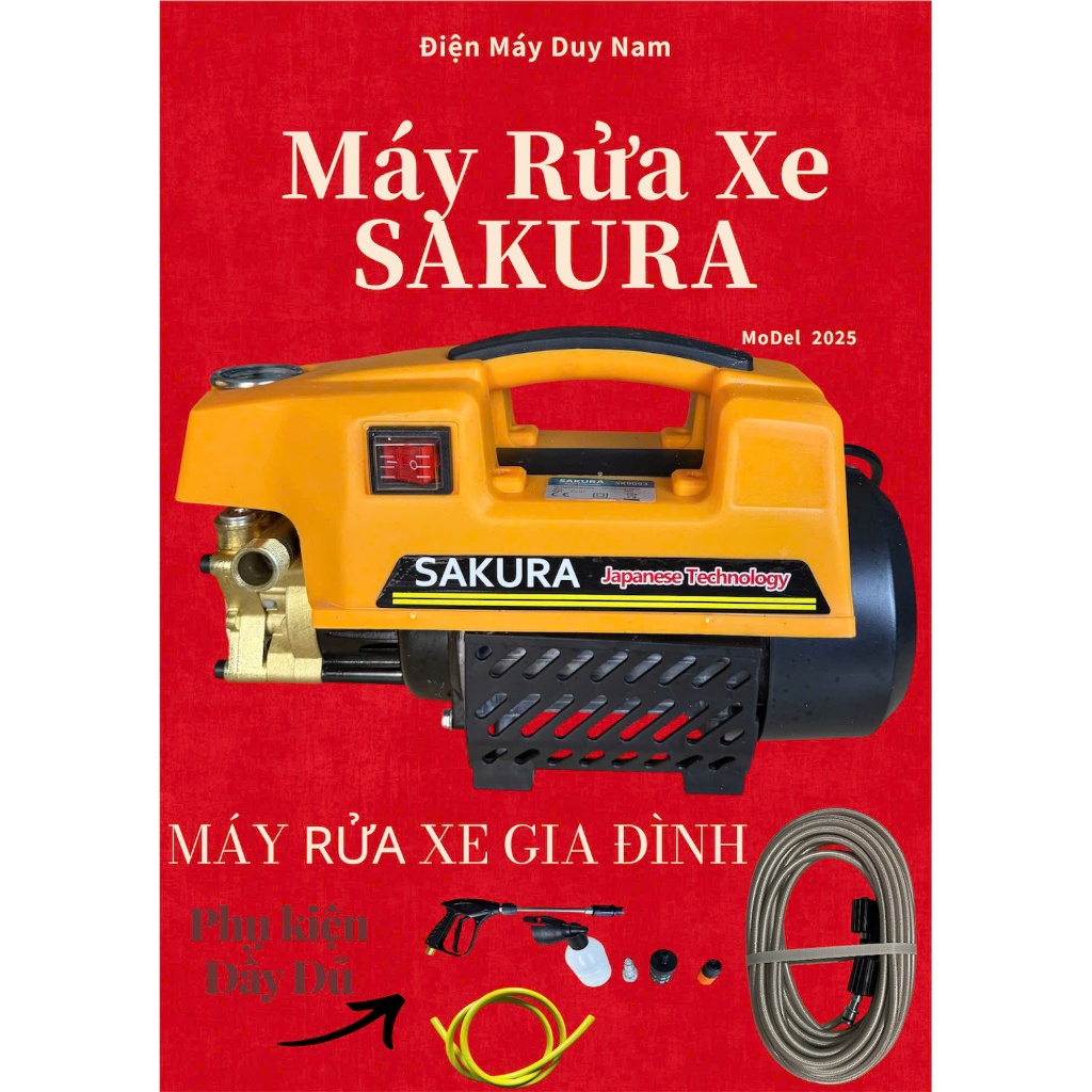 Máy rửa xe SAKURA - Máy rửa xe mini bảo hành 12 tháng - Model 2025 ...