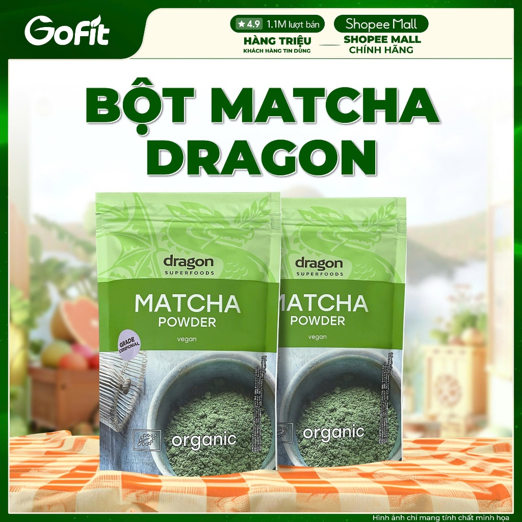 Bột Matcha Trà Xanh Hữu Cơ Nguyên Chất Cao Cấp 100g Dragon Superfoods ...