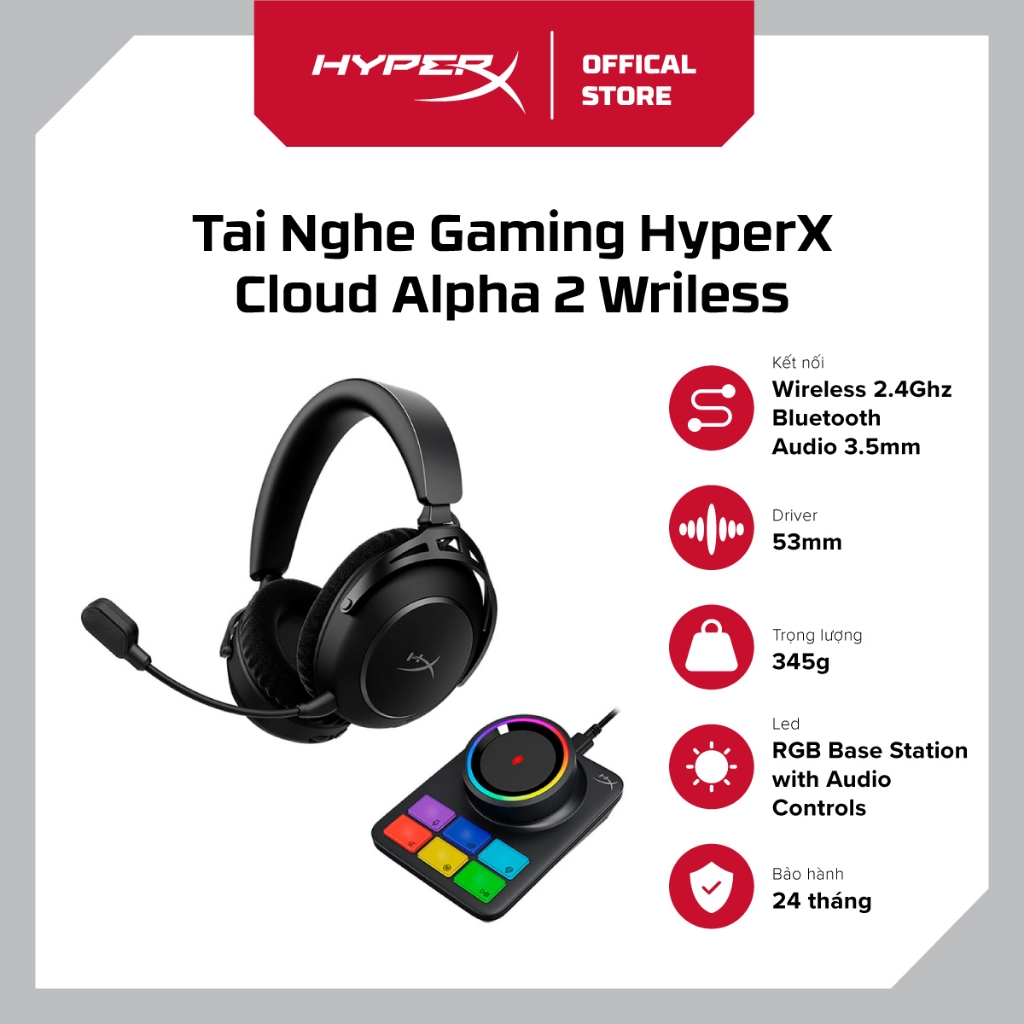 Tai Nghe Gaming không dây HyperX Cloud Alpha 2 Wireless - Bảo hành 24 tháng | Shopee Việt Nam