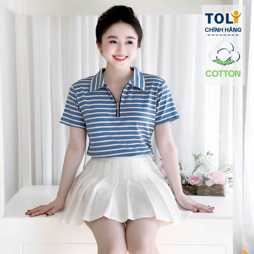 Áo Thun Polo Nữ Cổ Khoá Kéo TOLI - Form Vừa Dáng, Vải Cotton 4 Chiều ...