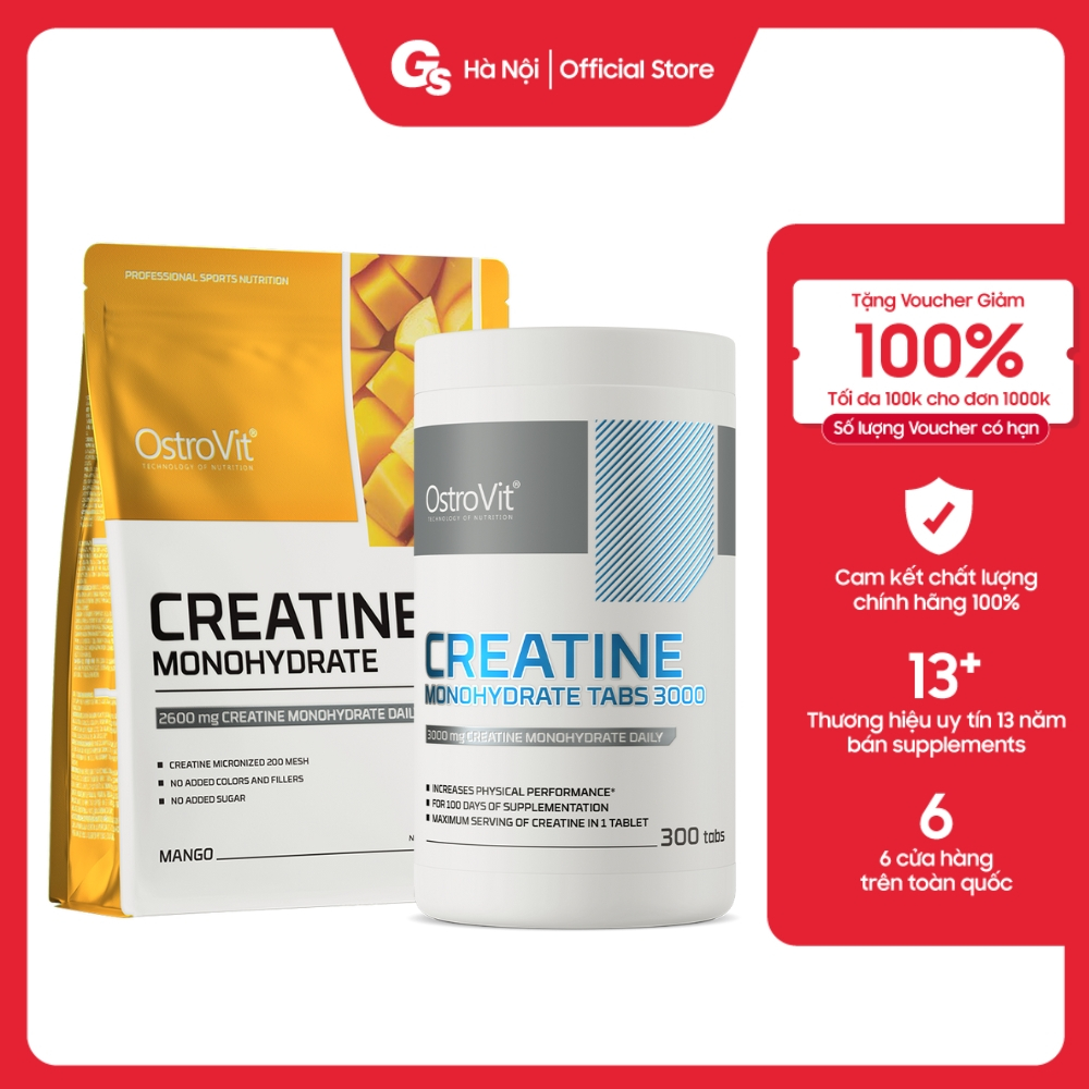 Bột tăng sức mạnh cơ bắp Ostrovit Creatine (Made in Poland) giúp gia ...