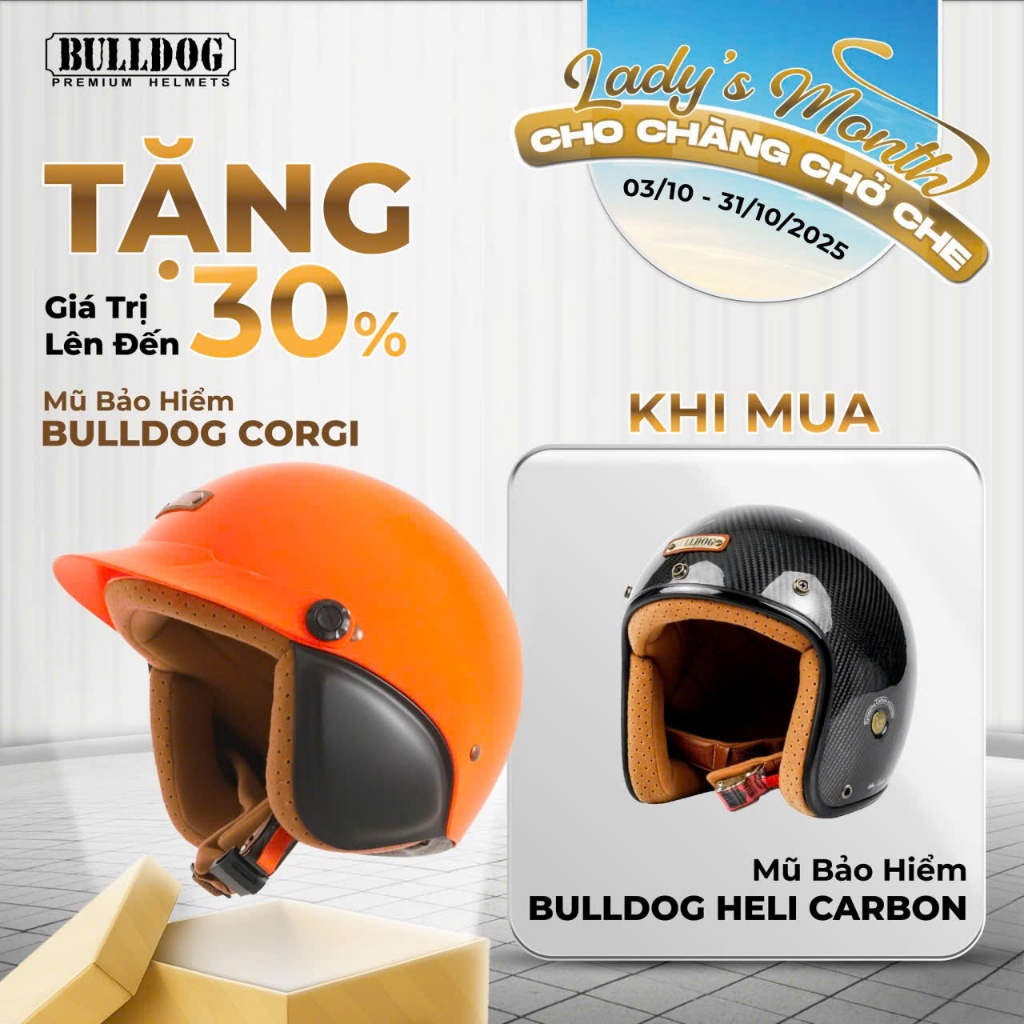 [Hàng Chính Hãng] Mũ Bảo Hiểm 3/4 BULLDOG Heli Carbon Nhẹ Chắc Chắn ...