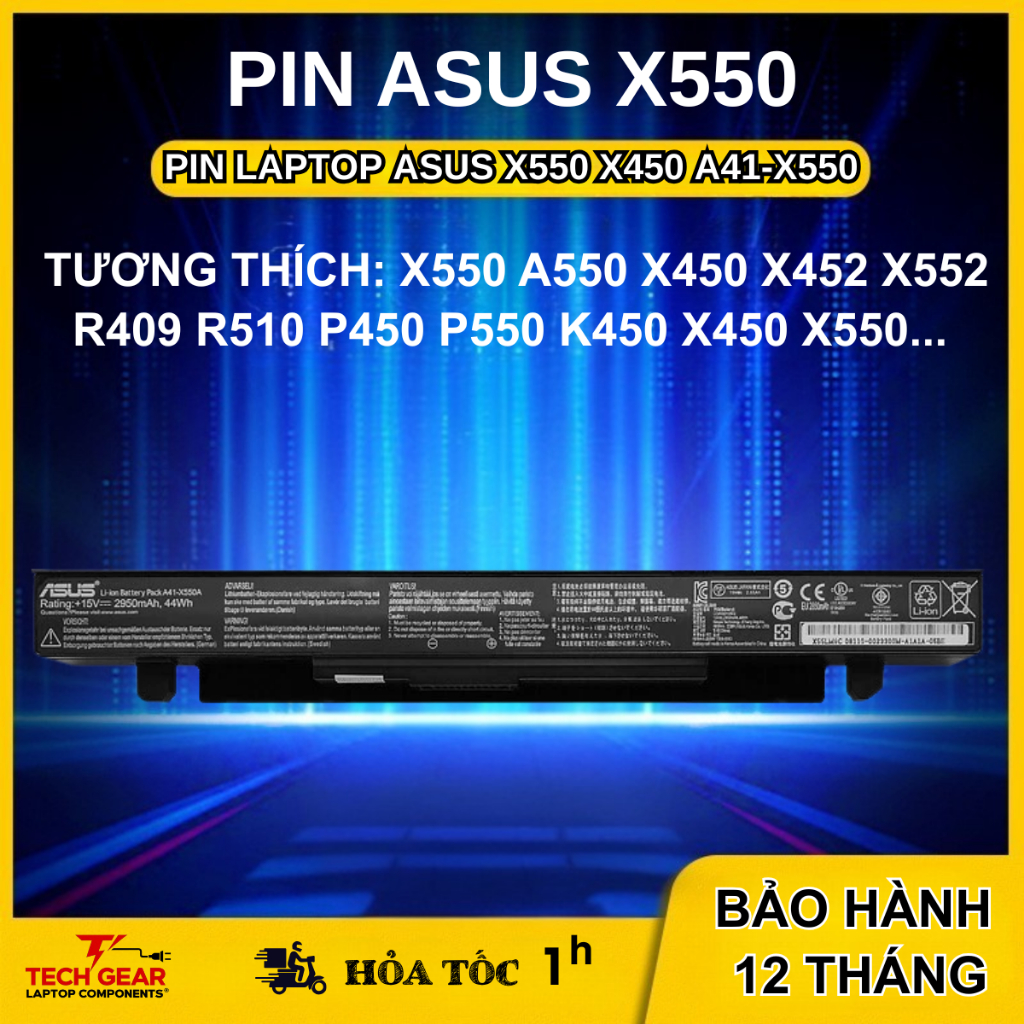 Pin Dùng Cho Laptop Asus X450 X452 X550 X552 R409 R510 P450 P550 K450 K550 A550 - Pin Asus Mới ...