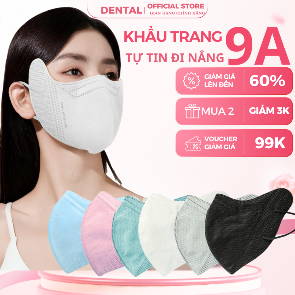 ( TẶNG 10C )Thùng 210 cái Khẩu trang 9A DENTAL NGƯỜI LỚN 5 lớp Kháng ...