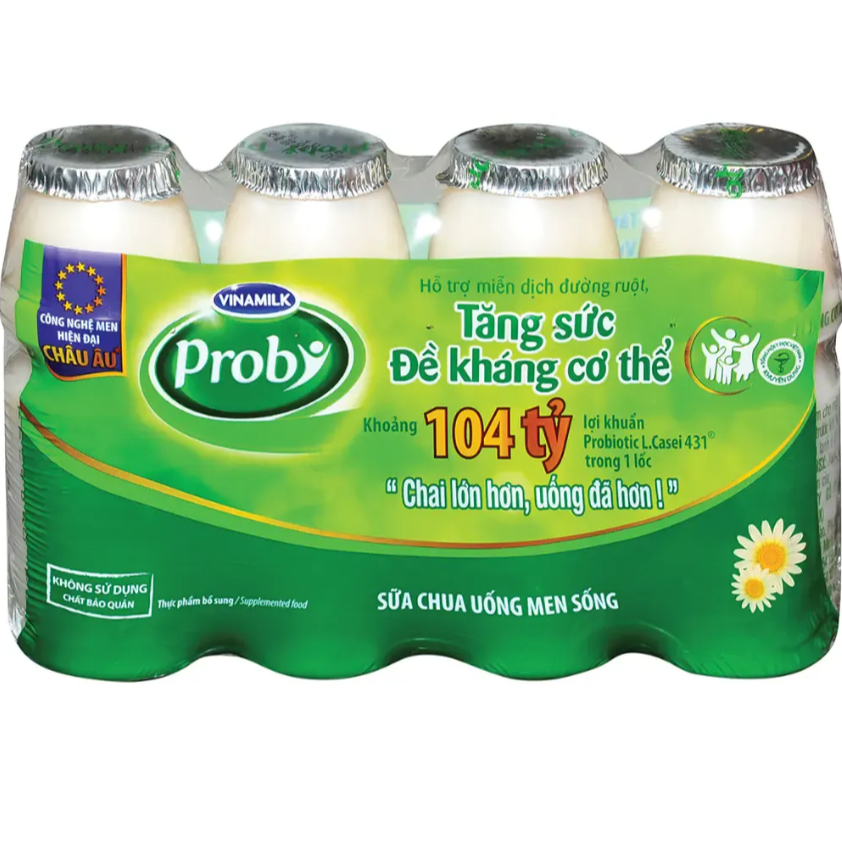 Sữa chua uống Vinamilk Probi có đường, lốc 4 chai, 130ml | Shopee Việt Nam