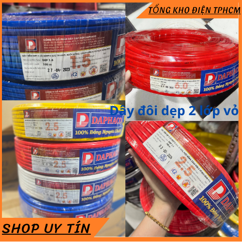Dây Điện Daphaco Đôi Dẹp 2 Lớp Vỏ VCMO 2x1.5/2x2.5/2x4.0/2x6.0 (Cuộn ...
