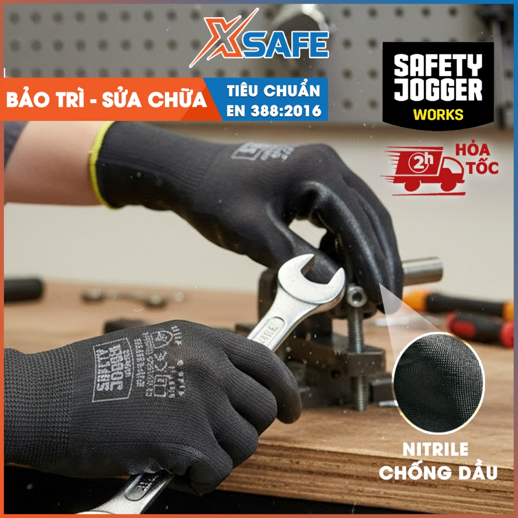Găng tay bảo hộ Safety Jogger Superpro phủ lớp nitrile chống dầu nhớt ...