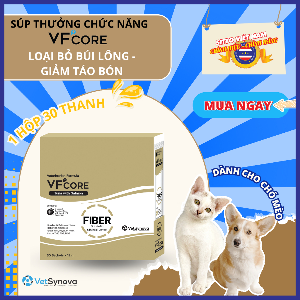 Súp thưởng VF+Core FIBER cho chó mèo – Giúp loại bỏ búi lông, giảm táo ...