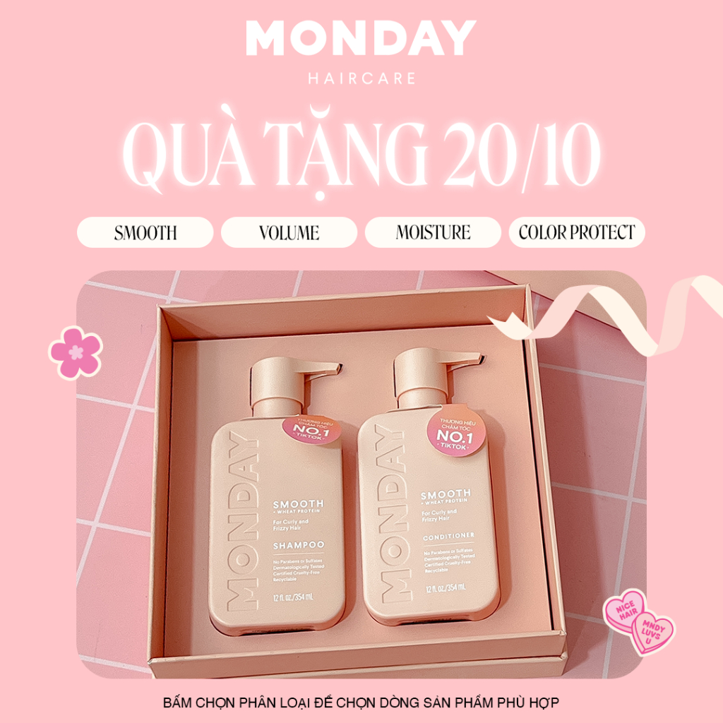 [Quà Tặng 20/10] Combo Gội Xả Monday dòng Volume/ Smooth/ Moisture ...