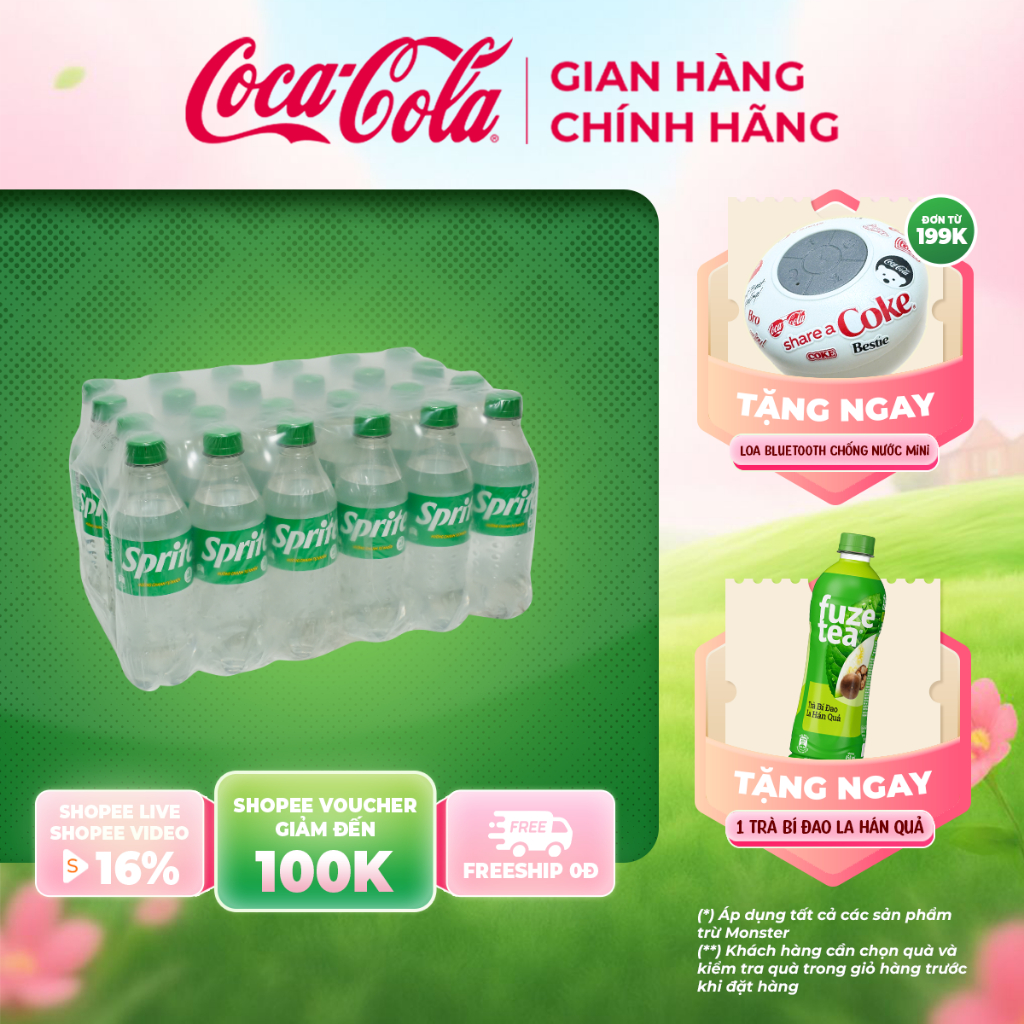 Lốc 24 Chai Nước Ngọt Giải Khát Sprite Vị Chanh 390ml/Chai Coca-Cola ...