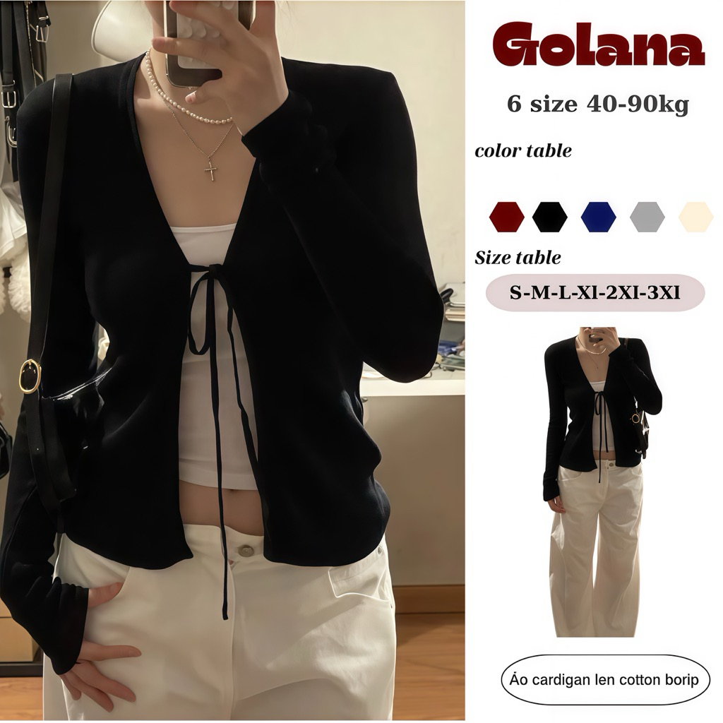 Áo Khoác Cardigan Basic Hàn Quốc Dáng Dài Thắt Dây Ôm Body Nhiều Màu Nữ ...