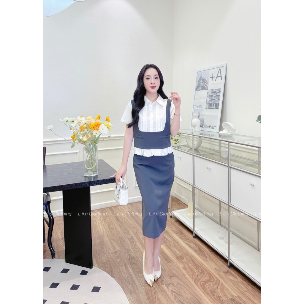 Sét Xám Phối Trắng Juyp Bút Chì - LIIN CLOTHING - SAJ019SGR-S25 ...