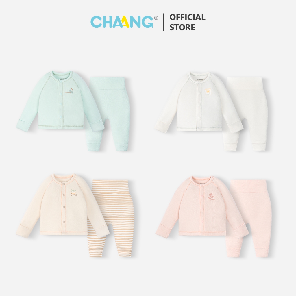 [CHAANG 0-6M] Bộ dài cúc giữa Harvest tích hợp bao tay cho bé sơ sinh ...