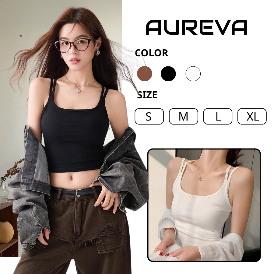 Áo tập gym yoga crotop 2 dây AUREVA vải trơn mịn co dãn, Áo thể thao ...