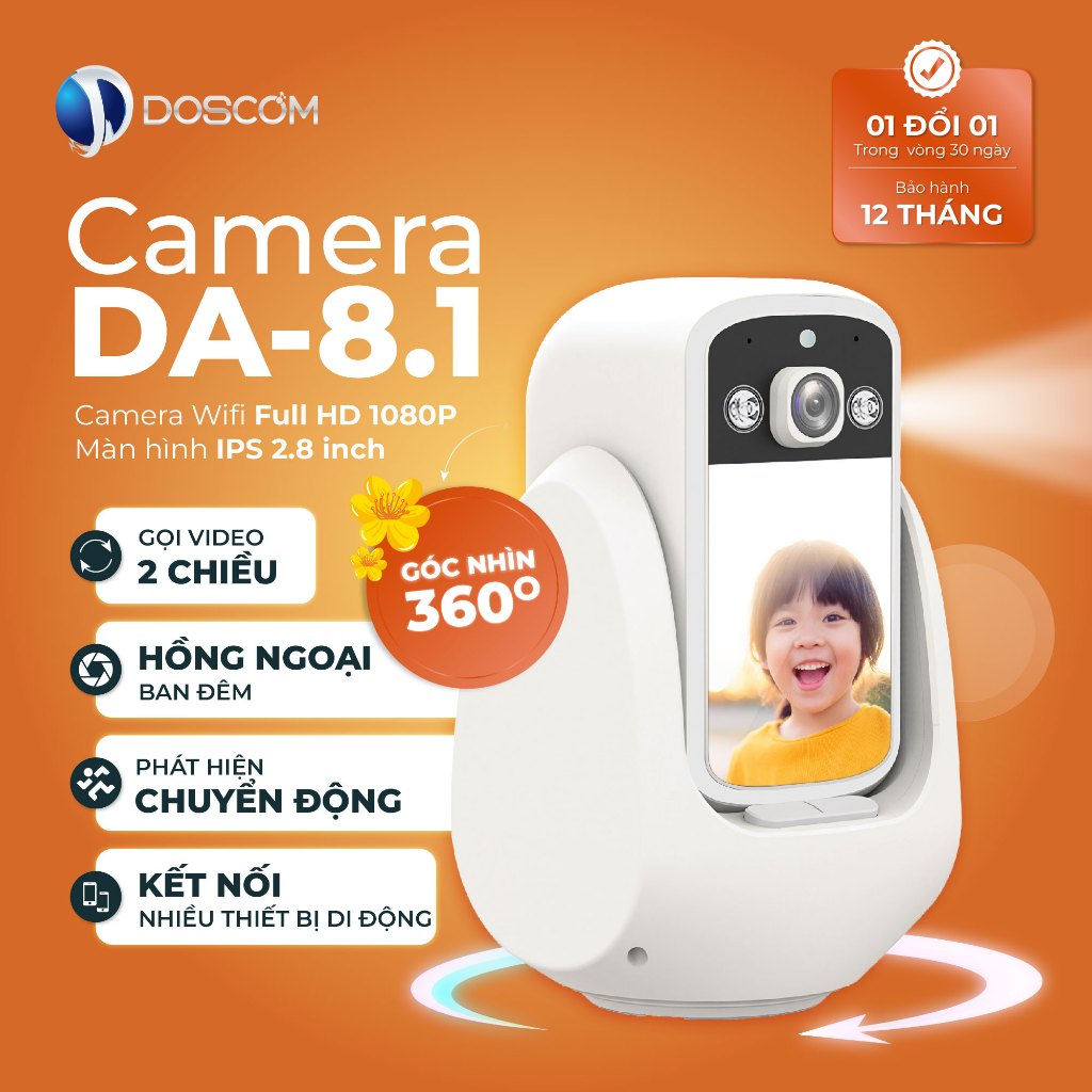 Camera Doscom DA8.1 – Gọi Video 2 Chiều, Màn Hình 2.8 Inch IPS, Full HD ...