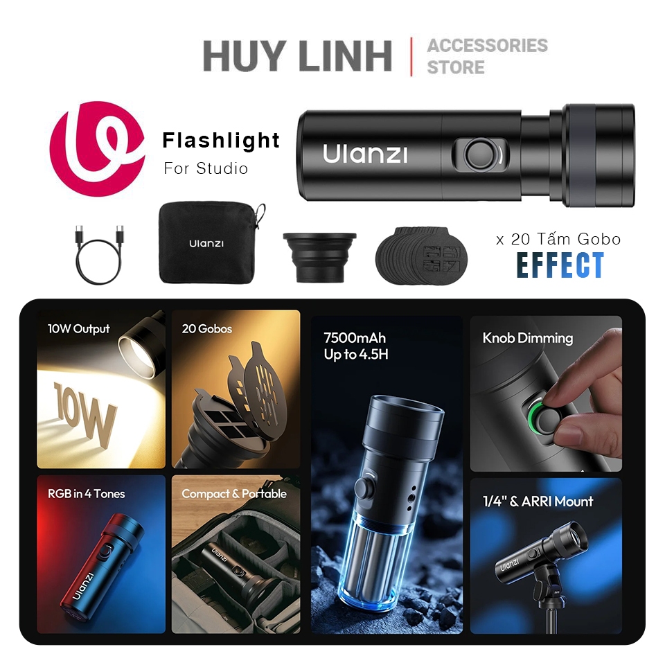 Ulanzi LM01 RGB 10W đèn pin Flash Light Photography chụp ảnh pin ...