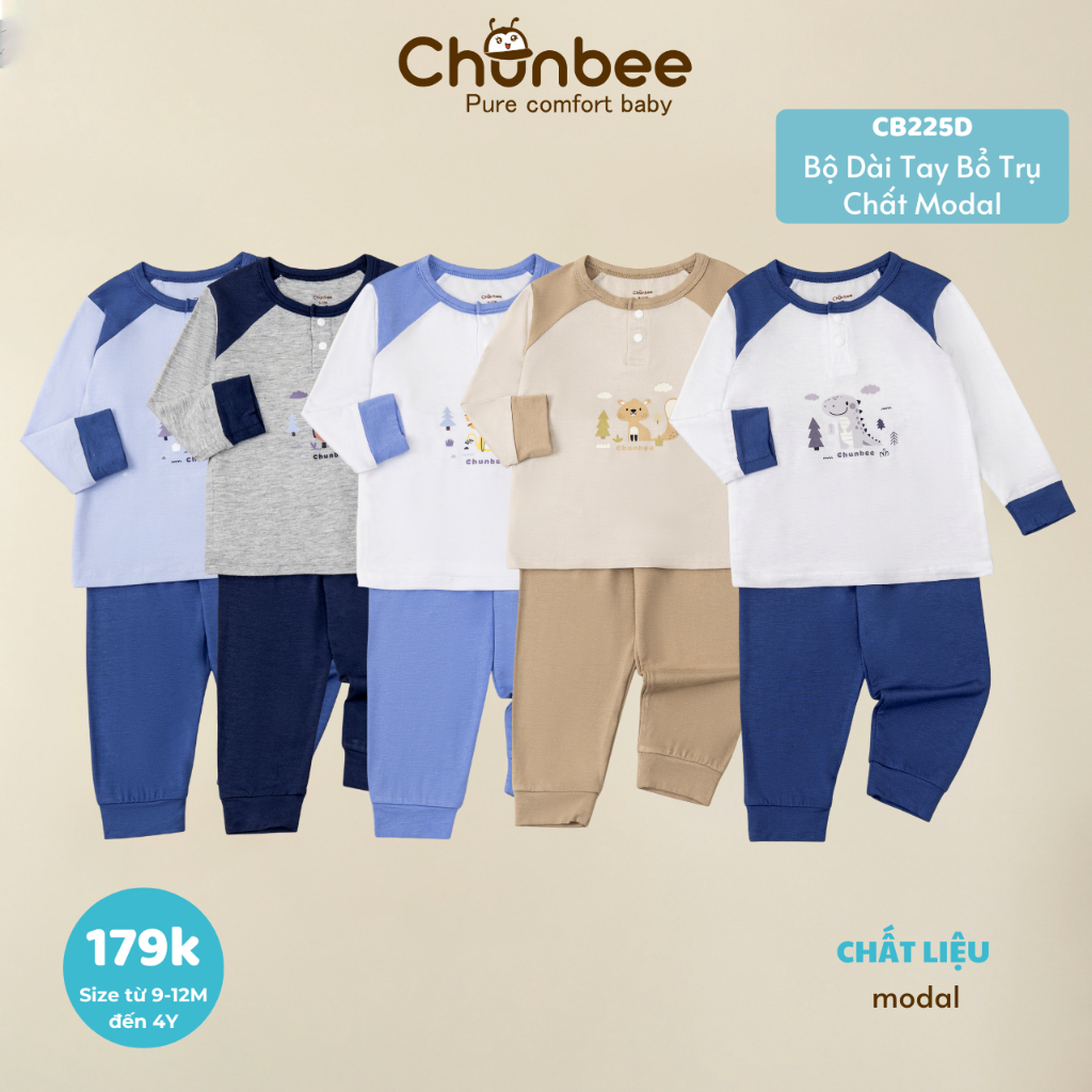 Bộ Dài Tay Bổ Trụ Chất Modal Cho Bé Chunbee CB225D | Shopee Việt Nam