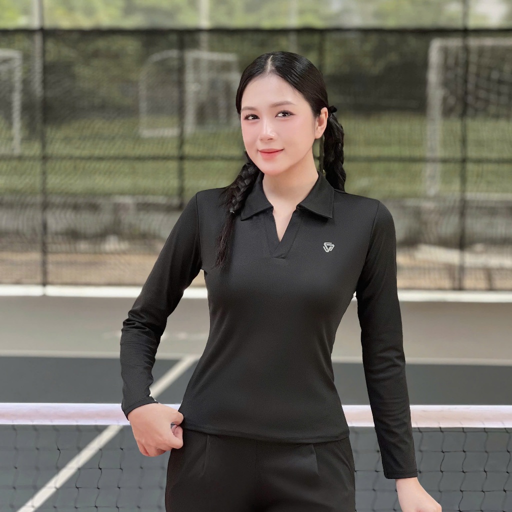 Áo pholo dài tay Thể Thao Nữ Tập Pickleball, Tennis, Chạy Bộ, Tập Gym ...