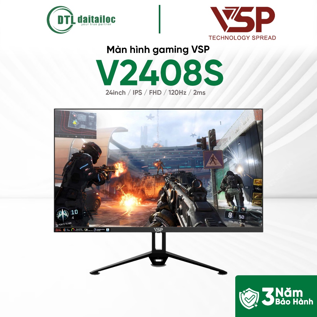 Màn hình gaming VSP V2408S 24inch IPS FHD 120Hz 2ms Adaptive-Sync Đen ...