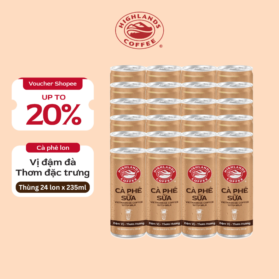 Thùng 24 Lon Cà Phê Sữa Highlands Coffee 235ml | Shopee Việt Nam