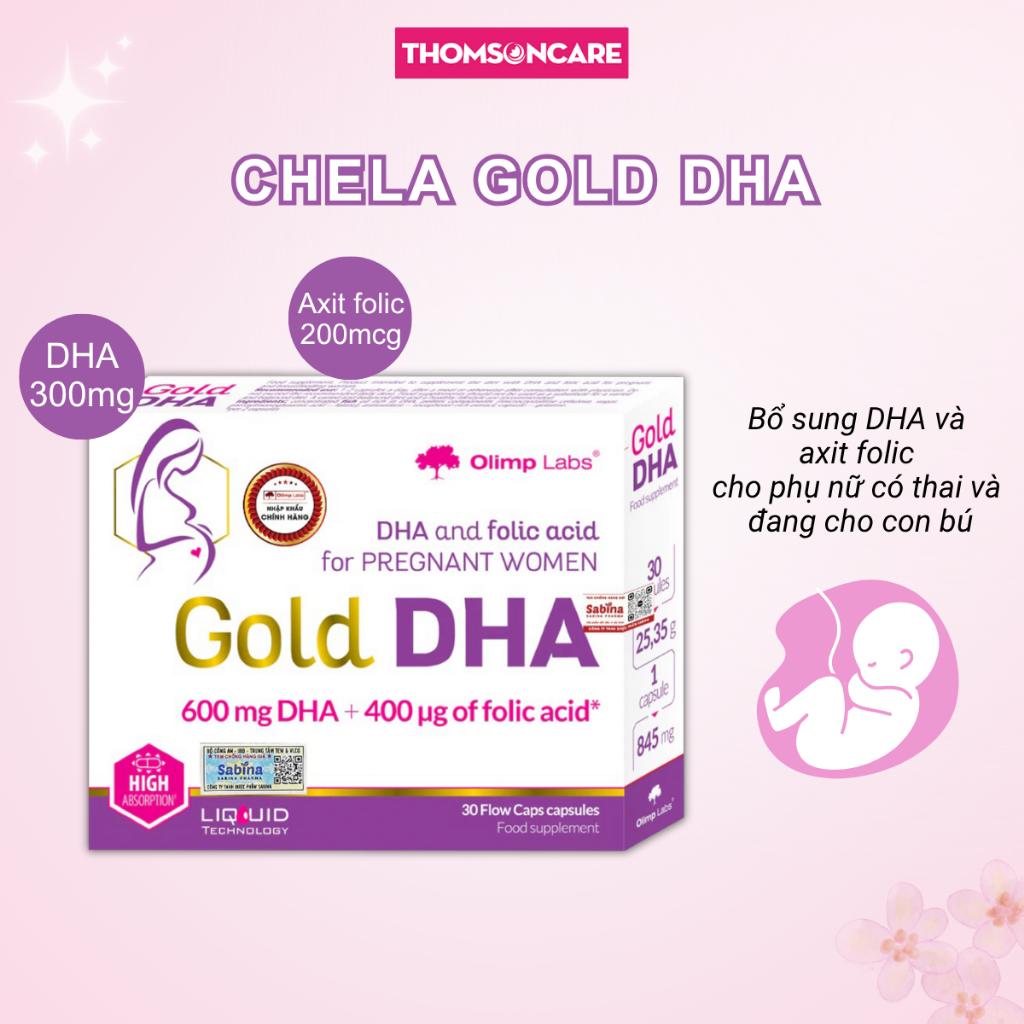 Chela Gold DHA - Bổ sung Axit Folic và DHA từ dầu cá cho bà bầu - giúp ...