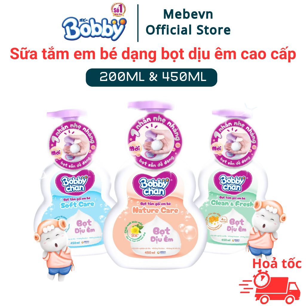Sữa tắm em bé dạng bọt Bobby chính hãng, bọt tắm bé dịu nhẹ, sạch sâu, an toàn cho da nhạy cảm ...