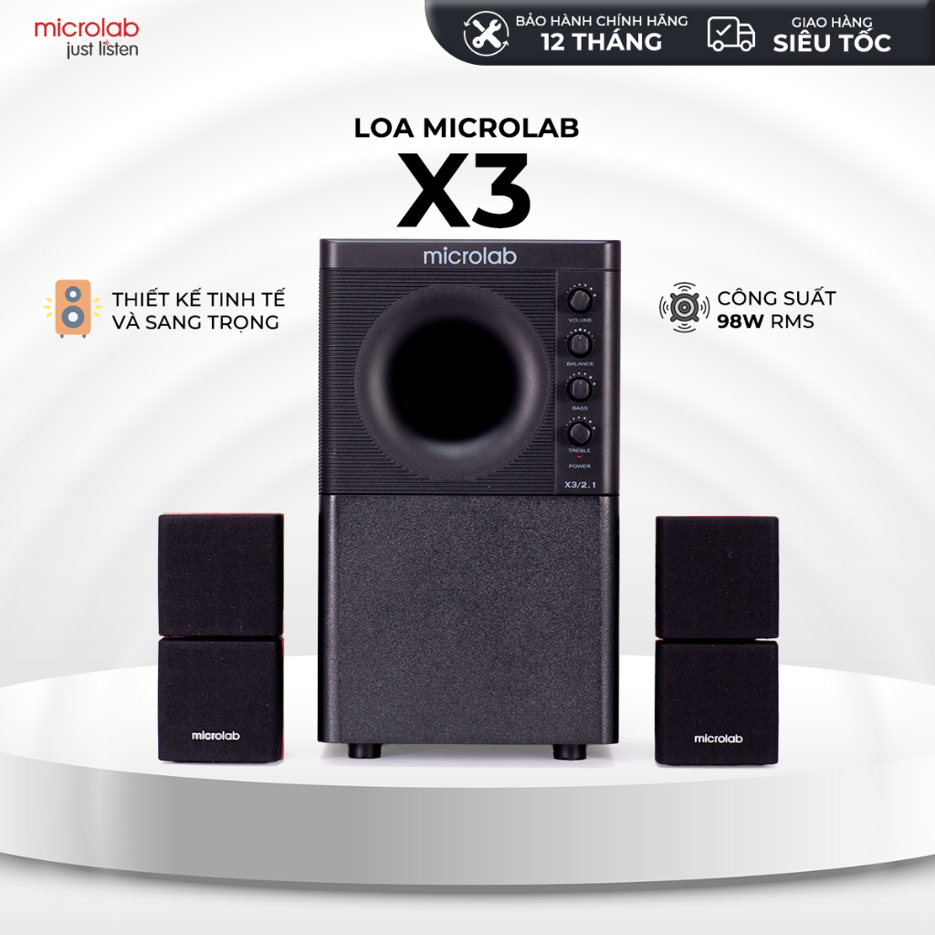 Loa Vi Tính Bluetooth MICROLAB X3BT 2.1, Công Suất 98W, Kết Nối Jack 3 ...