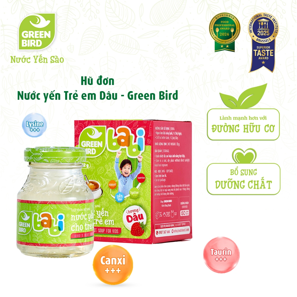 Nước Yến Cho Trẻ Em Green Bird Babi Hương Dâu Giàu Axit Amin Canxi - Hũ ...
