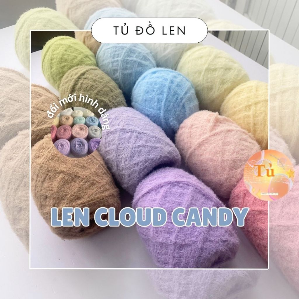 [Mua từ 2, gộp thành cuộn 100g] Len cloud candy sợi bông mềm mại đan ...