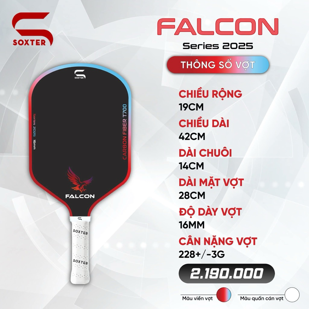 Vợt Pickleball Soxter Falcon Seri 2025 Đỉnh Cao Kiểm Soát Mặt Carbon ...
