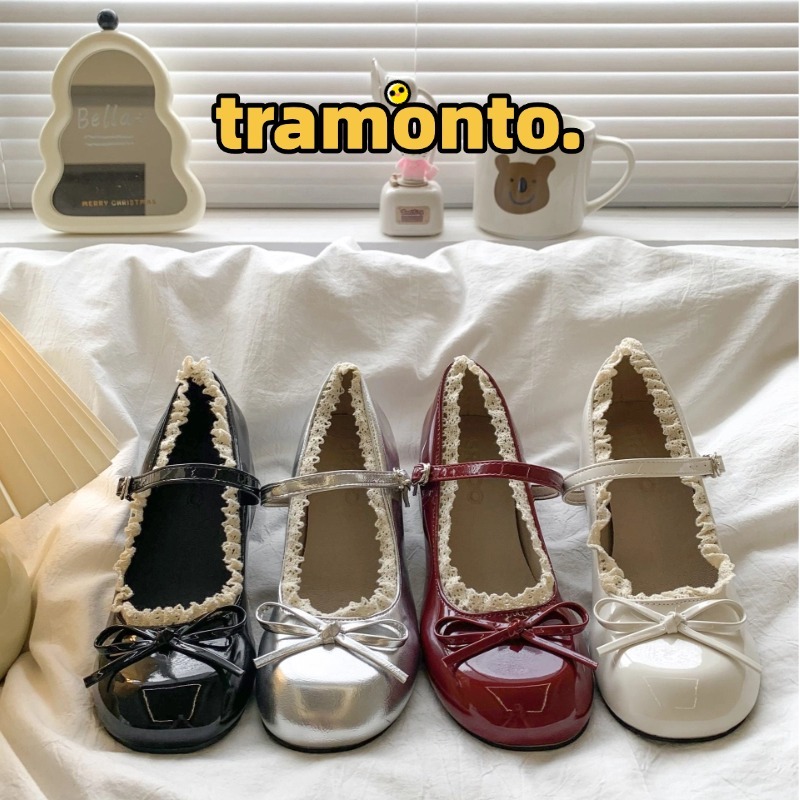 Giày Mary Jane thời trang nữ, mũi tròn, viền ren, cao 4,5cm, còn hàng ...
