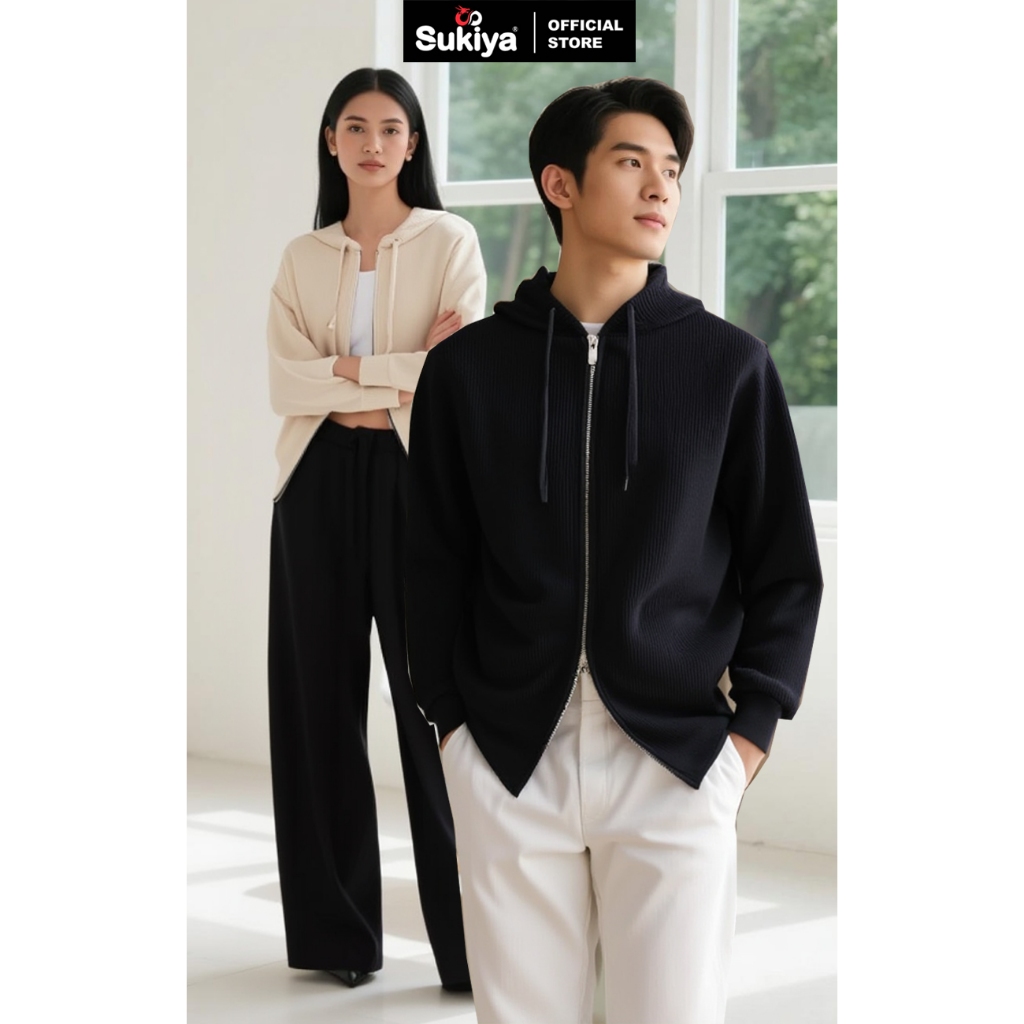 Áo khoác Len HOODIE ZIP SUKIYA form BOXY Unisex Len Dệt Kim Mềm Mại ...