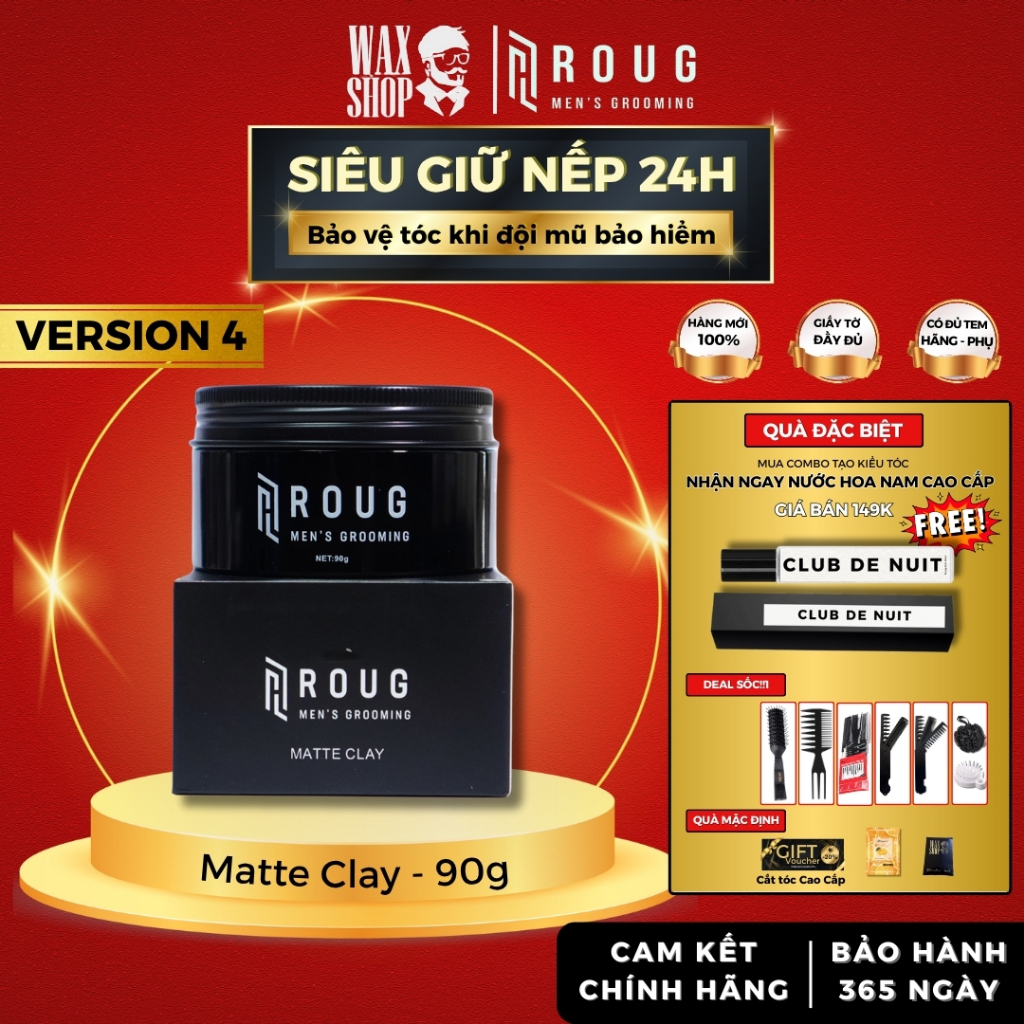 Sáp vuốt tóc nam Roug Matte Clay, Roug đen 90g giữ nếp tóc | Shopee ...