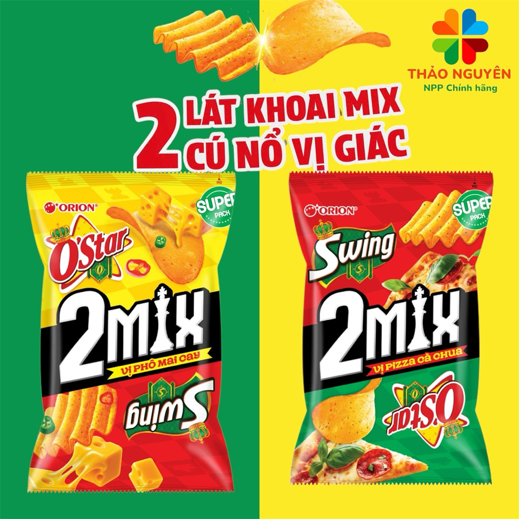 Combo 10 gói Snack OStar x Swing 2MIX Vị Phô Mai Cay, Pizza Cà Chua ...
