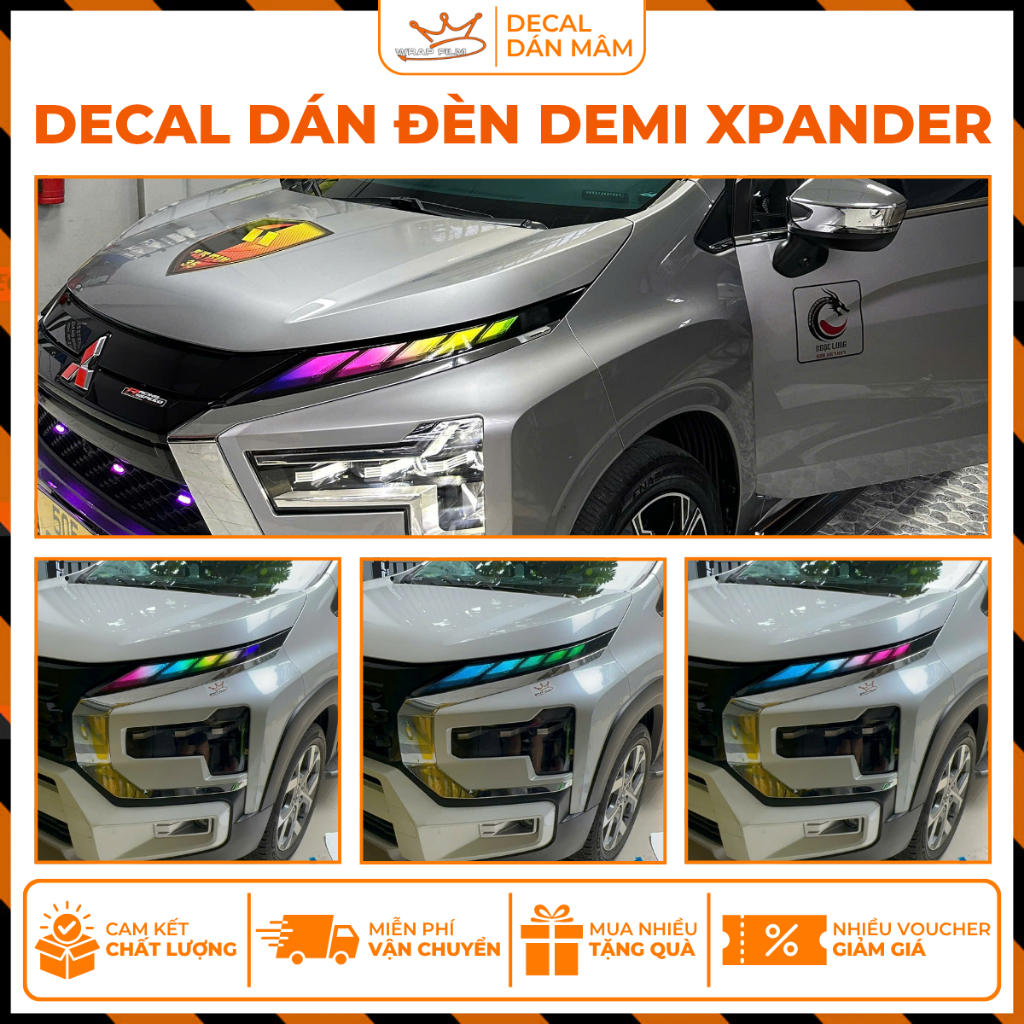 Decal dán đèn Xpander 2018 đến 2026 (1 bộ 2 bên), dán logo xpander ...