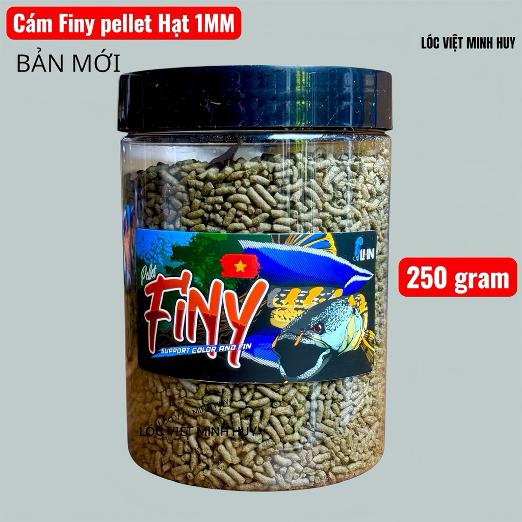 Cám Finy pellet Hạt 1mm 250 gram-Hỗ trợ vây kì cao kích màu sắc cho lóc ...