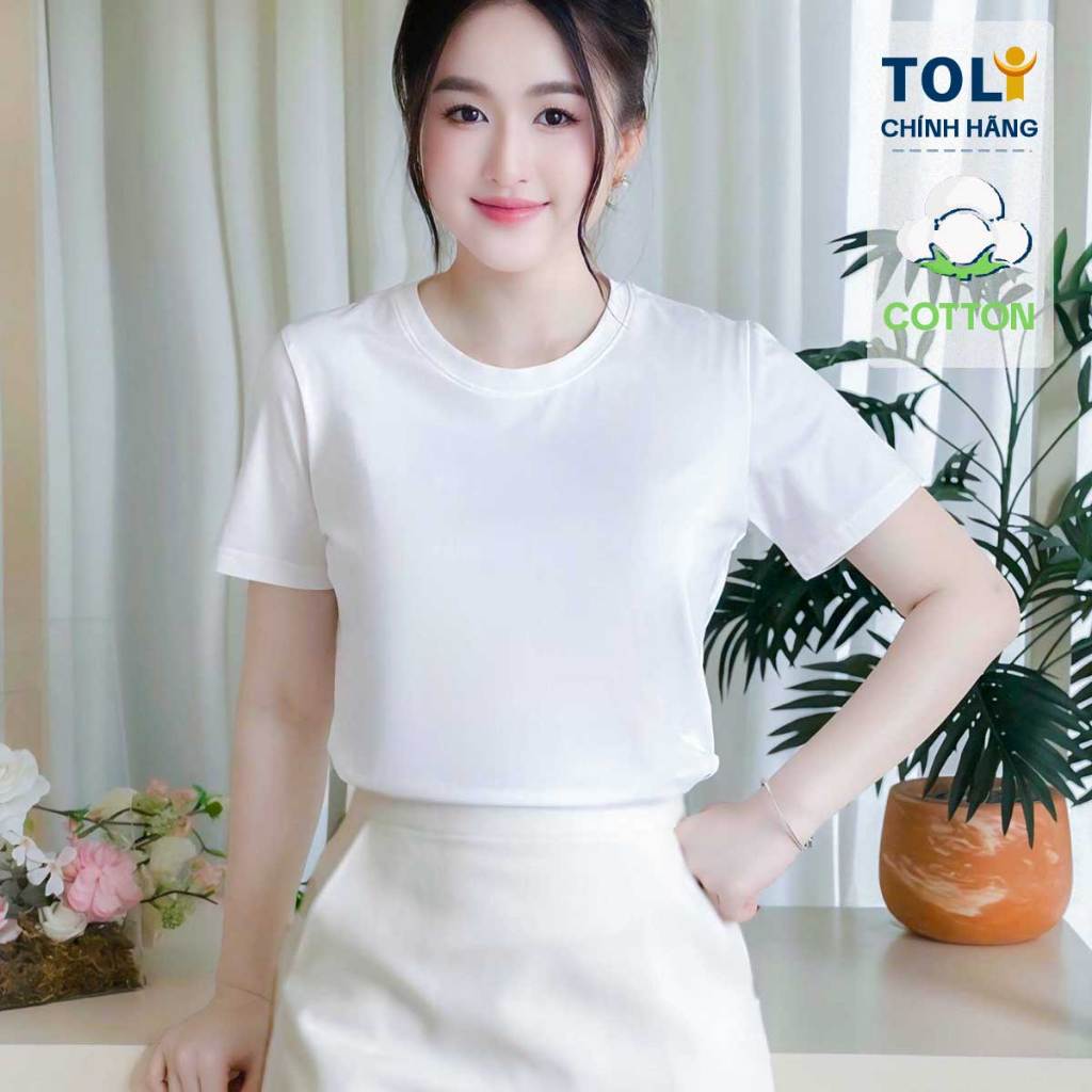 Áo thun nữ cổ tròn TOLI BSB10 – Cotton mềm mịn, dáng suông dễ phối, dặc ...