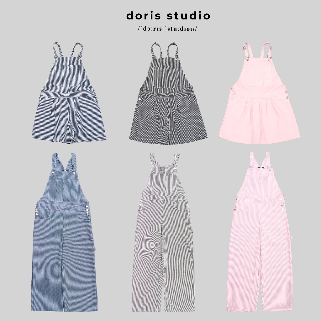 Doris / Quần yếm Jean sọc basic / Form unisex / 2 phân loại | Shopee ...